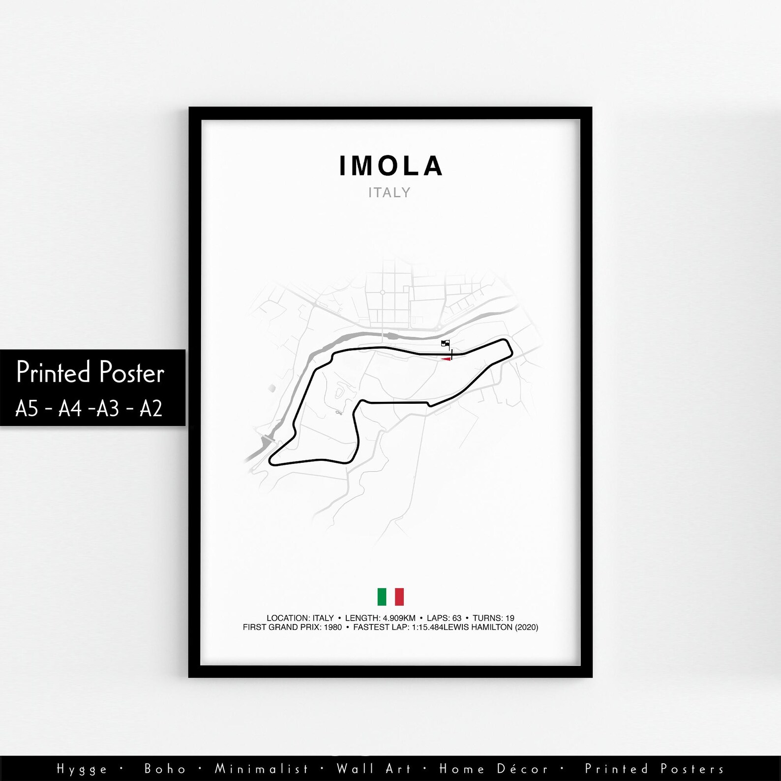 Imola Italian Grand Prix Circuit Print, Formula 1 Track Poster, Office ...