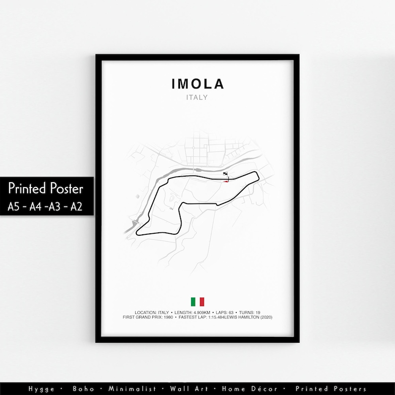 Imola Italian Grand Prix Circuit Print, Formula 1 Track Poster, Office ...