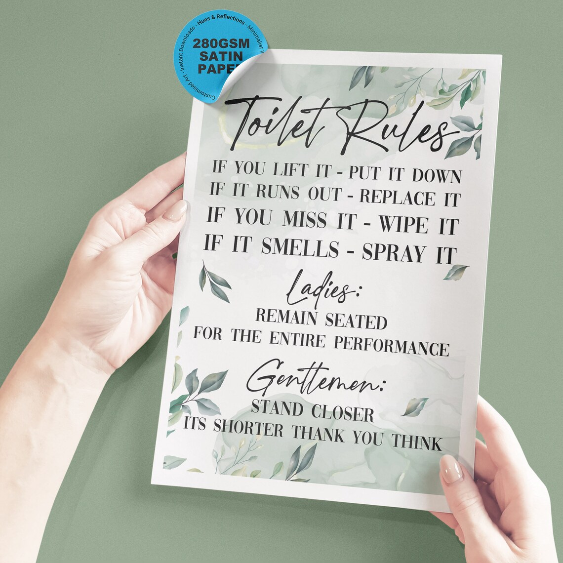 Toilet Rules Print, 4 Designs to Choose From, Bathroom Decor Home ...