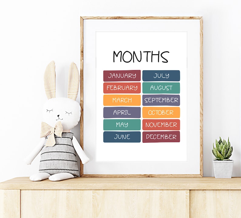 Months of the Year Print Montessori Education Poster Nursery - Etsy UK