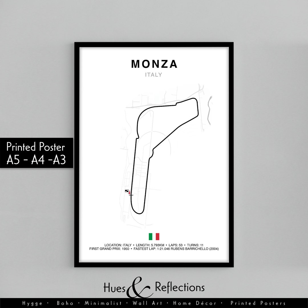Monza Italian Grand Prix Circuit Print, Formula 1 Track Poster, Office ...