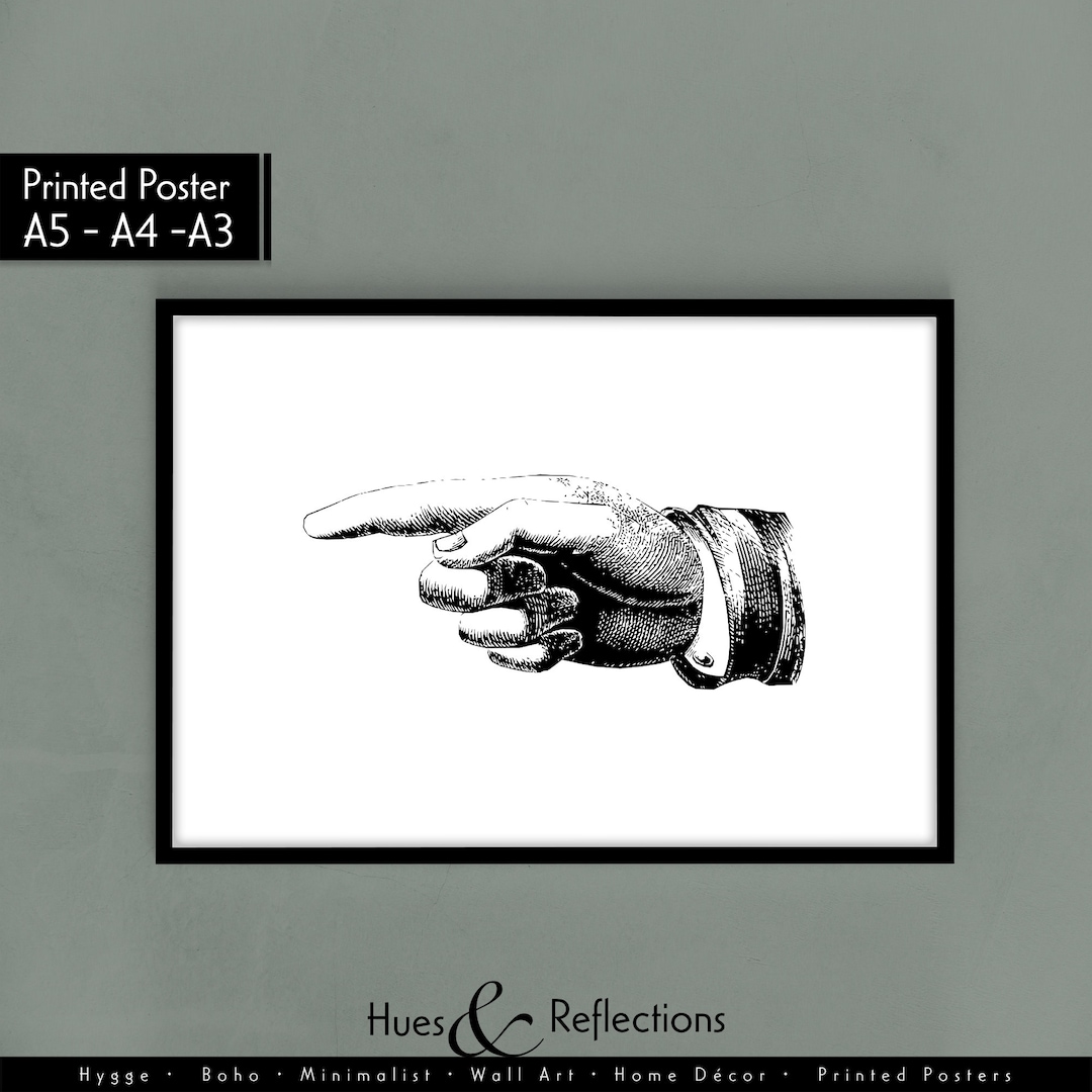 Victorian Style Retro Hand Drawing With Pointed Finger, Finger Pointing ...