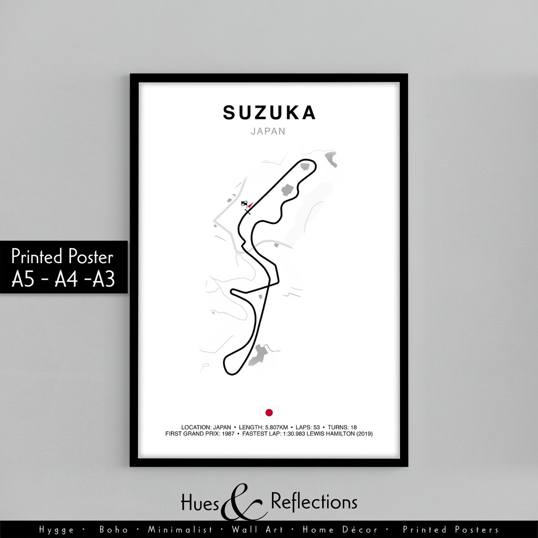 Japanese Grand Prix Circuit Print, Suzuka Formula 1 Track Poster ...