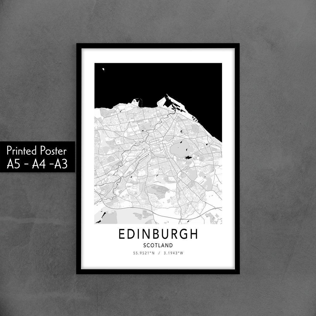 Map of Edinburgh City Print, Home Town Map Poster, Minimalist ...