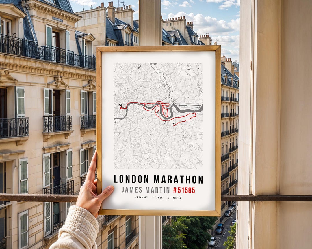 Custom London Marathon Map | Personalised Marathon Finisher Gift ...