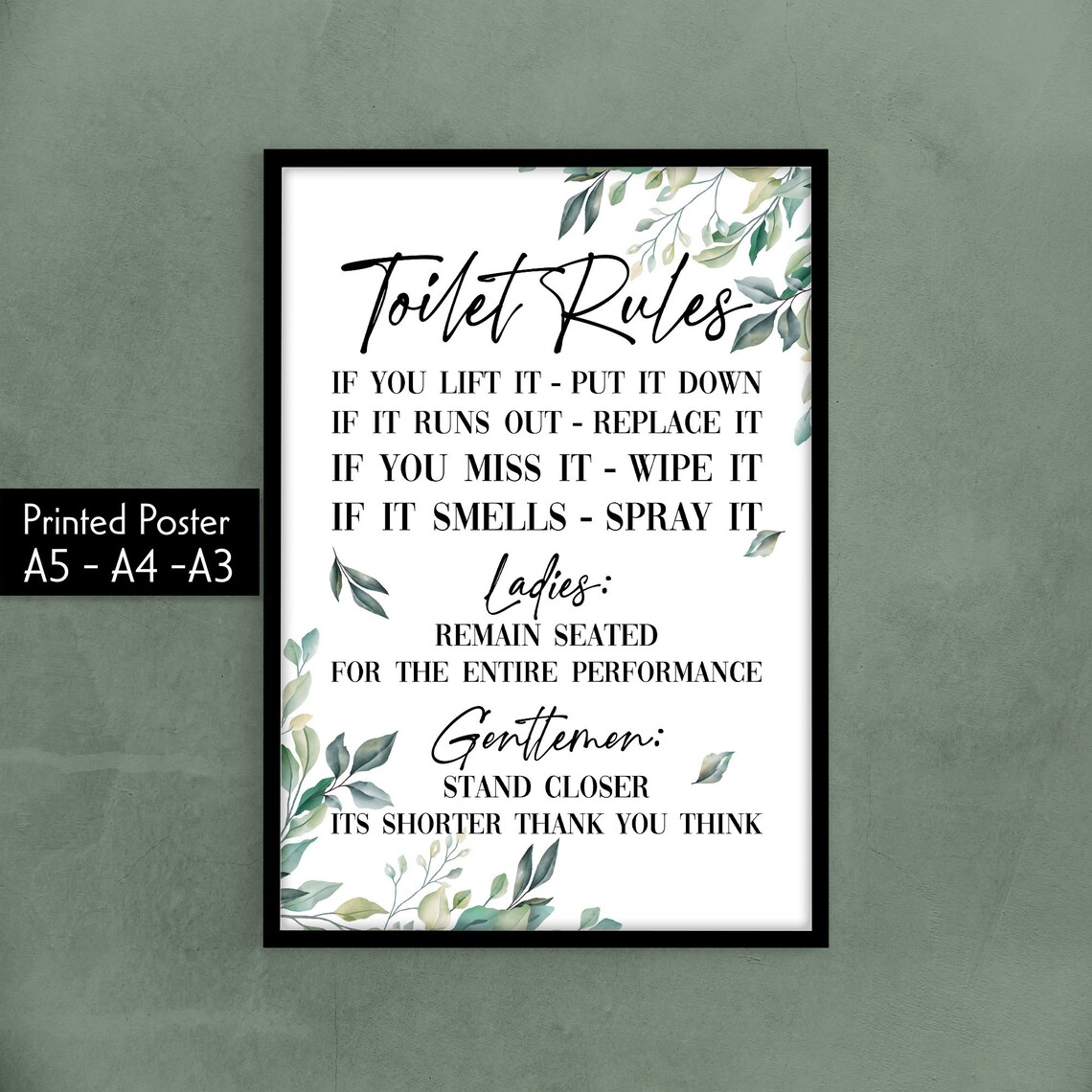 Toilet Rules Print 4 Designs to Choose From Bathroom Decor - Etsy UK