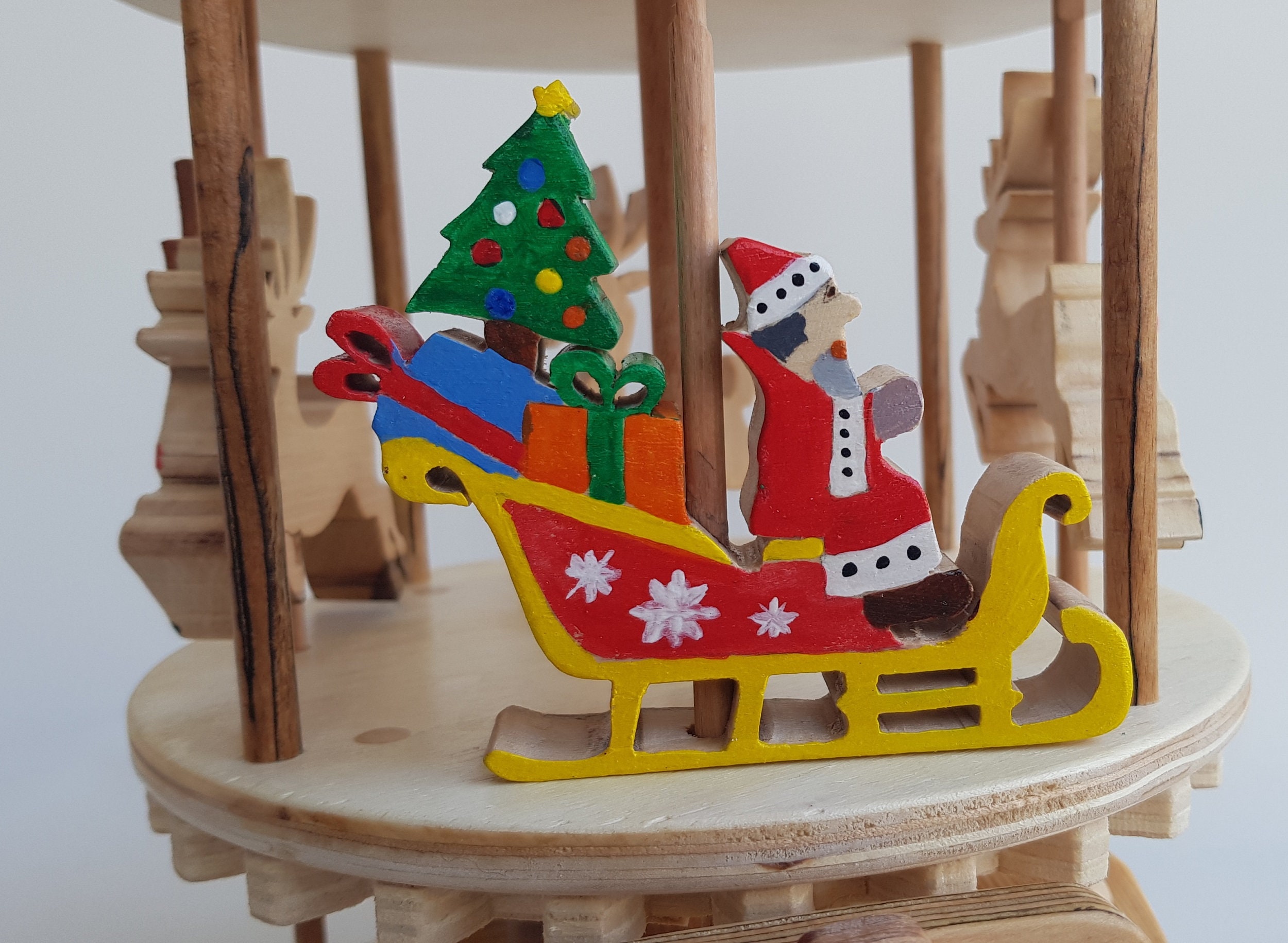 Wooden Santa Claus Carousel Plans: Christmas Automaton Toy (PDF ...