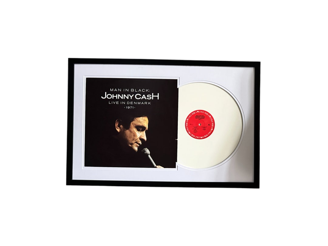 Johnny Cash, Man in Black, Live in Denmark, Framed Vinyl Record & Album ...