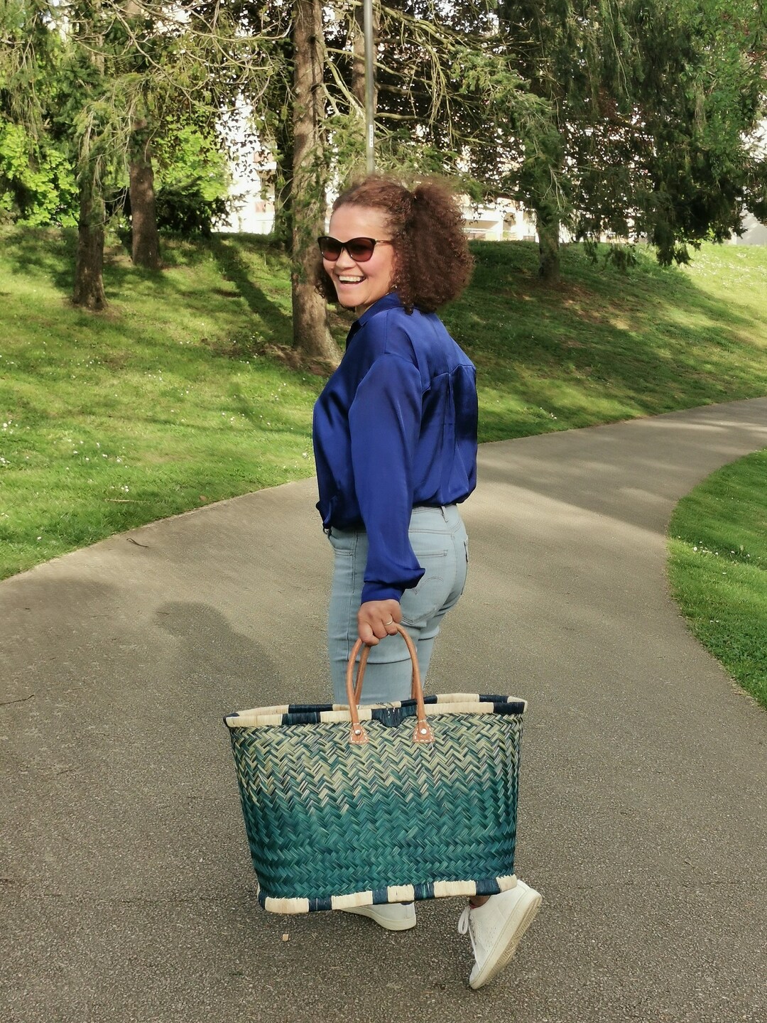 Braided Straw Basket Raffia Race Basket Market Basket - Etsy