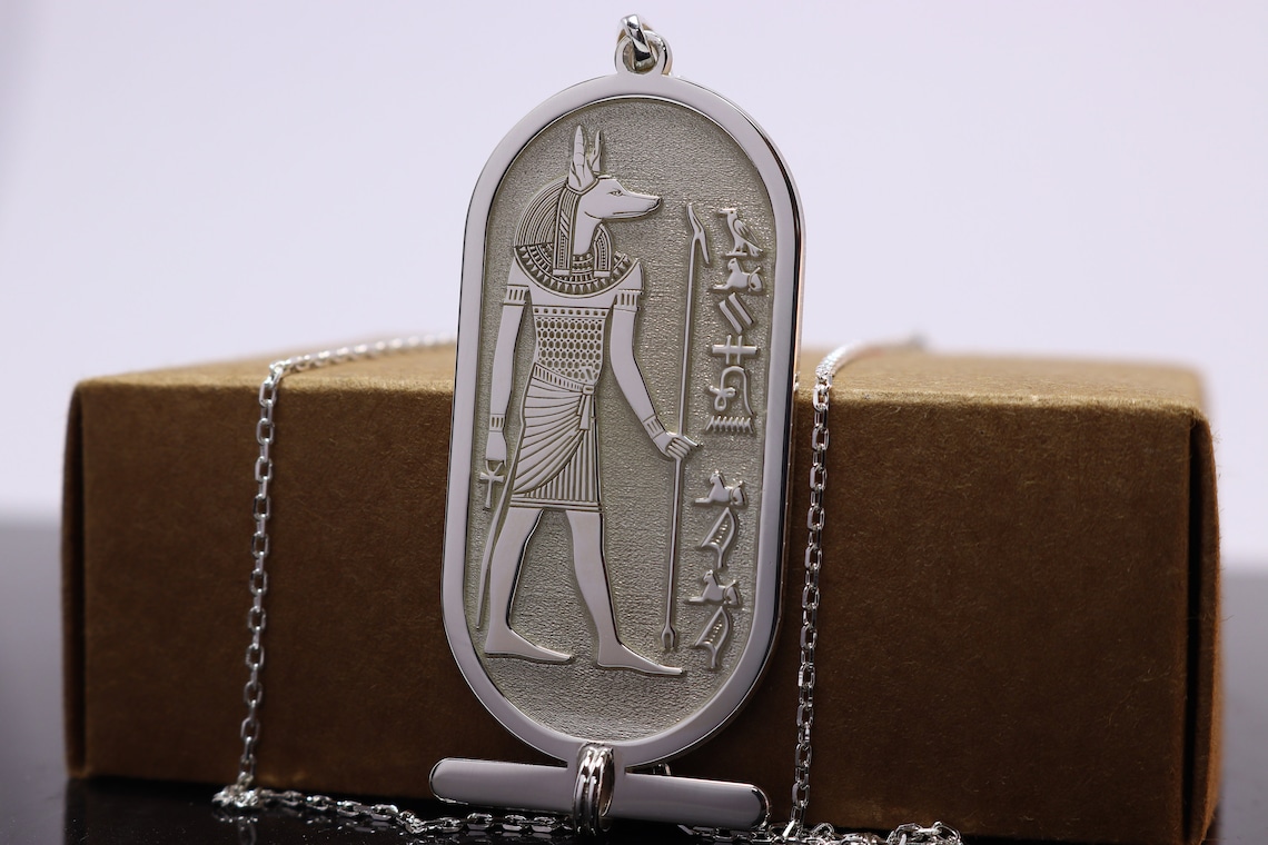 Anubis Cartouche Necklaceegyptian God Anubis Hieroglyph - Etsy
