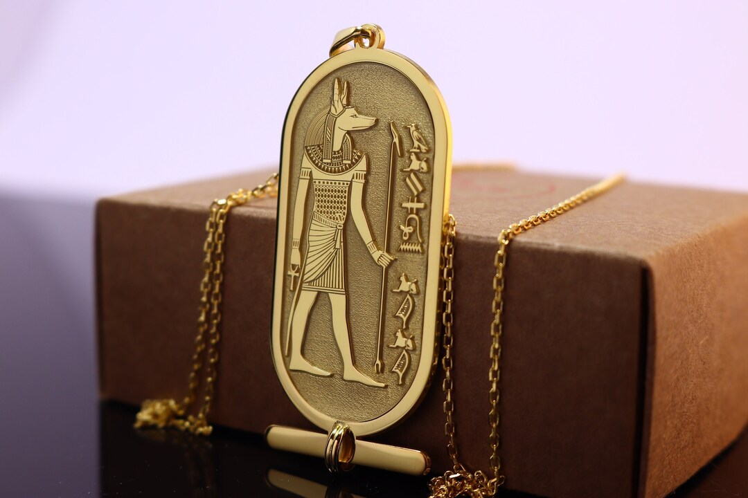 Anubis Cartouche Necklaceegyptian God Anubis Hieroglyph - Etsy