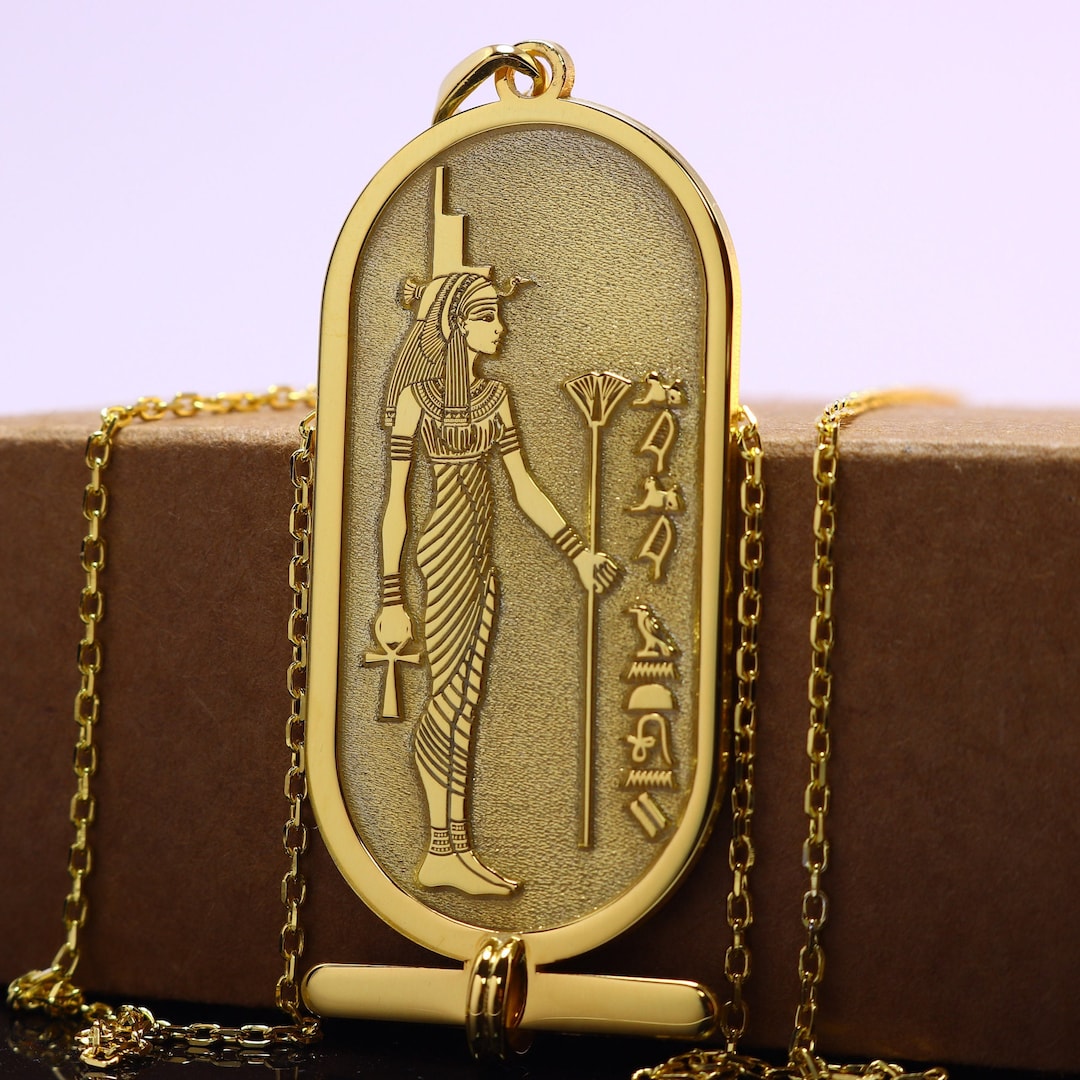 Egyptian Goddess Isis Cartouche Necklace, Egyptian Hieroglyphs ...