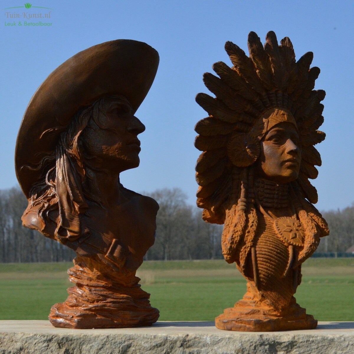 Cast Iron Garden Statue cowboy and Indian - Etsy