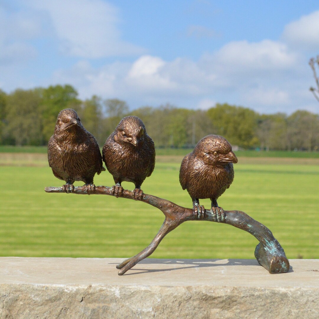 Bronze Statue of 3 Sparrows - Etsy
