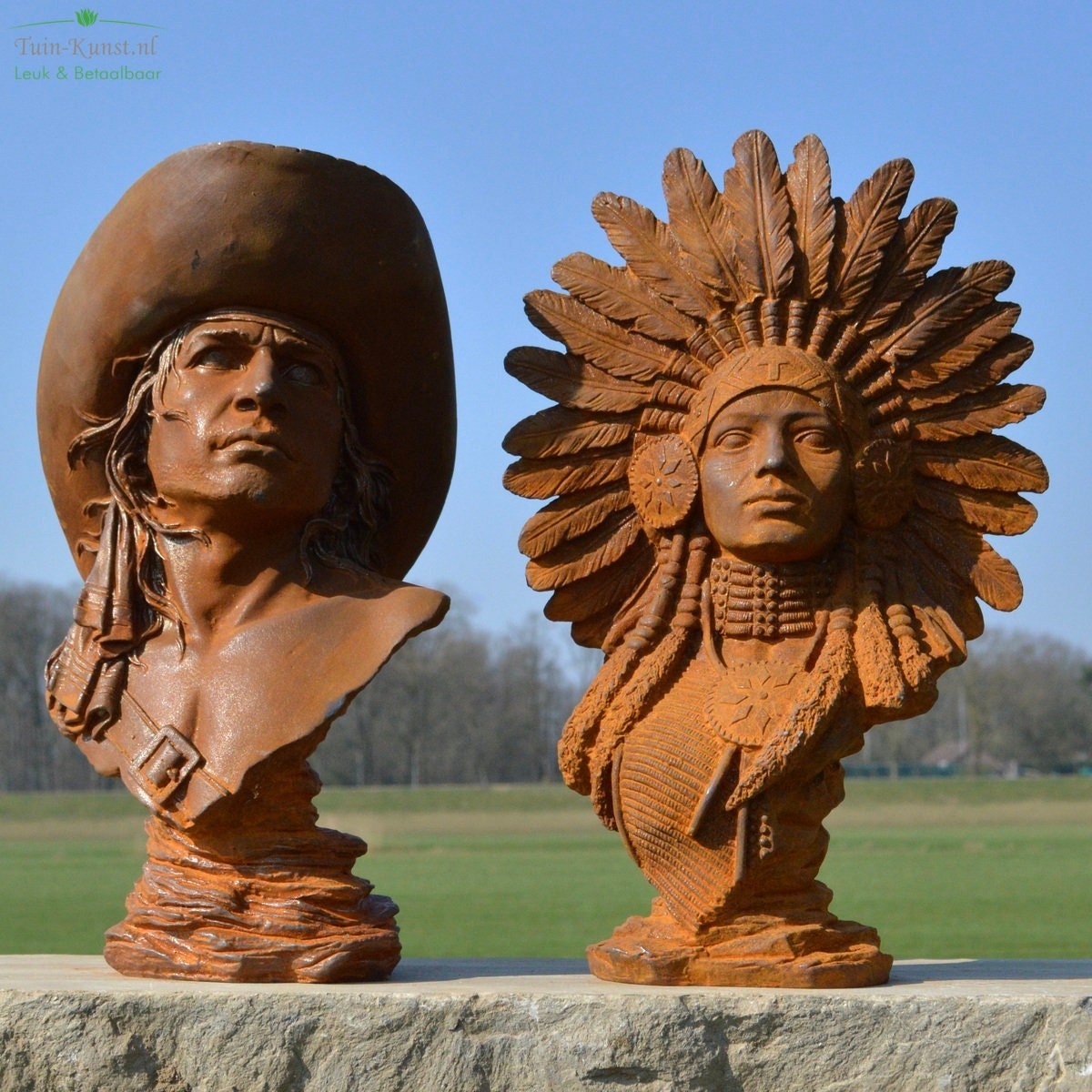 Cast Iron Garden Statue cowboy and Indian - Etsy