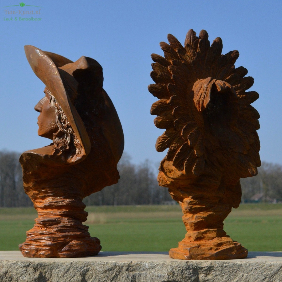 Cast Iron Garden Statue cowboy and Indian - Etsy