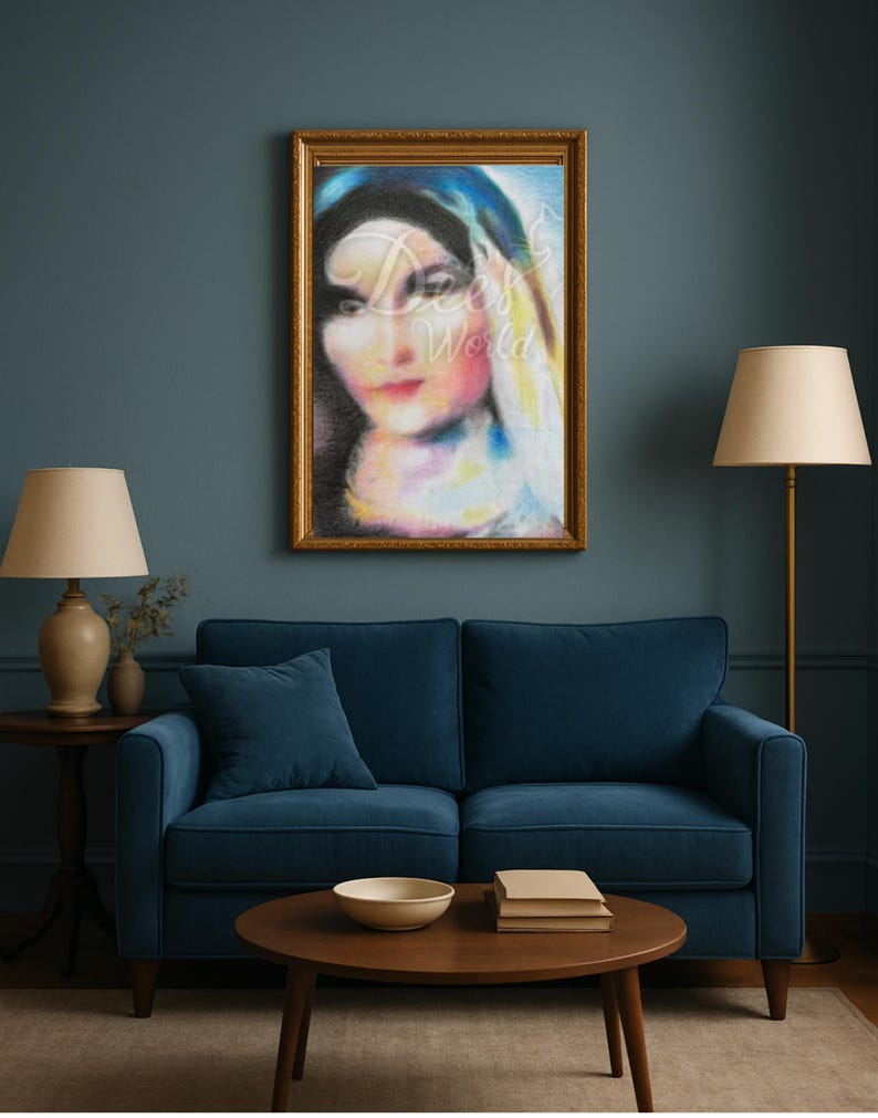 Virgin Mary Sketch Art Print: Lifelike Eyes, Rare Christian Wall Decor ...
