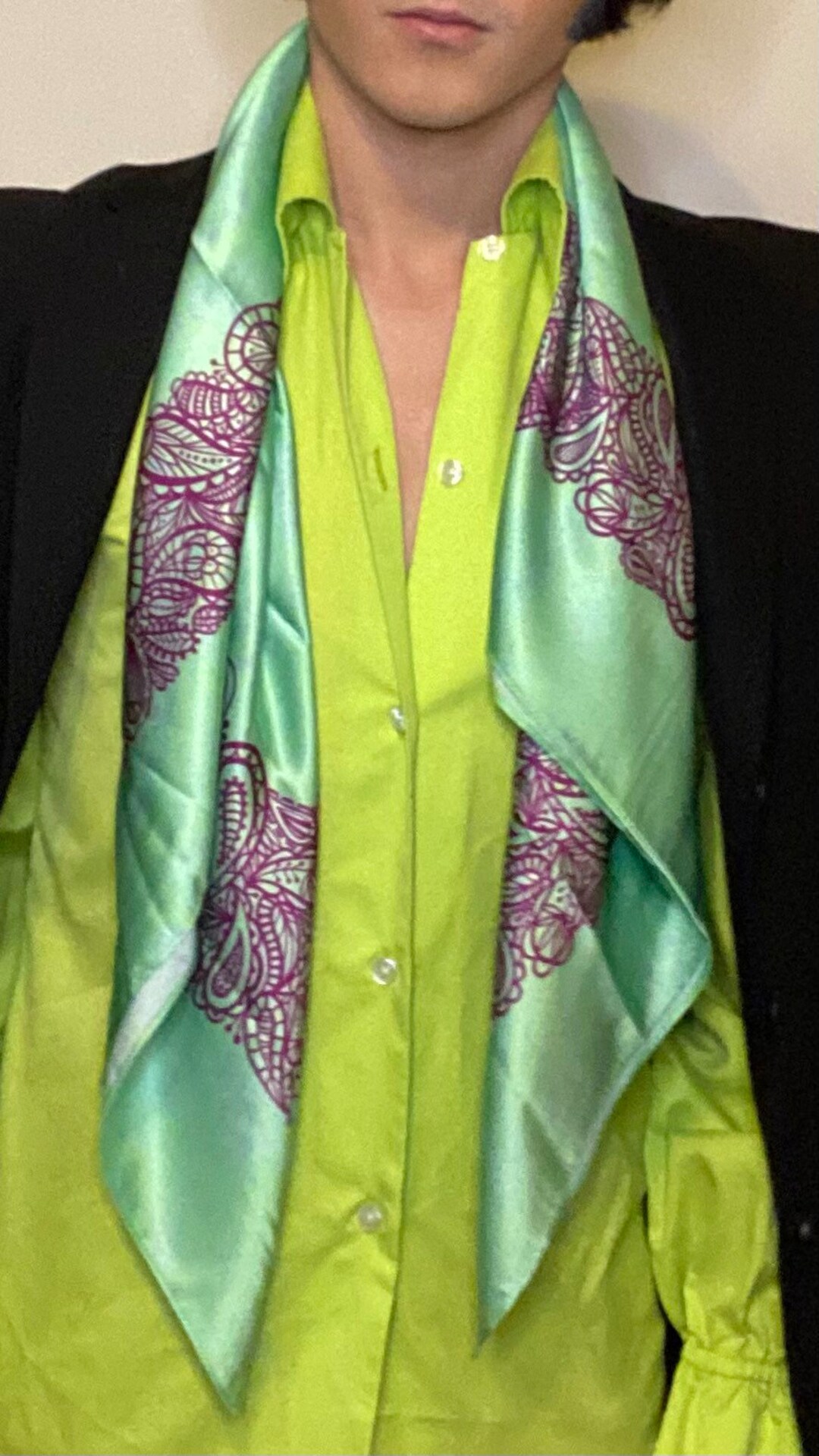 Elvis Presley Custom Printed Replica 1970 Green Paisley Square Scarf - Etsy