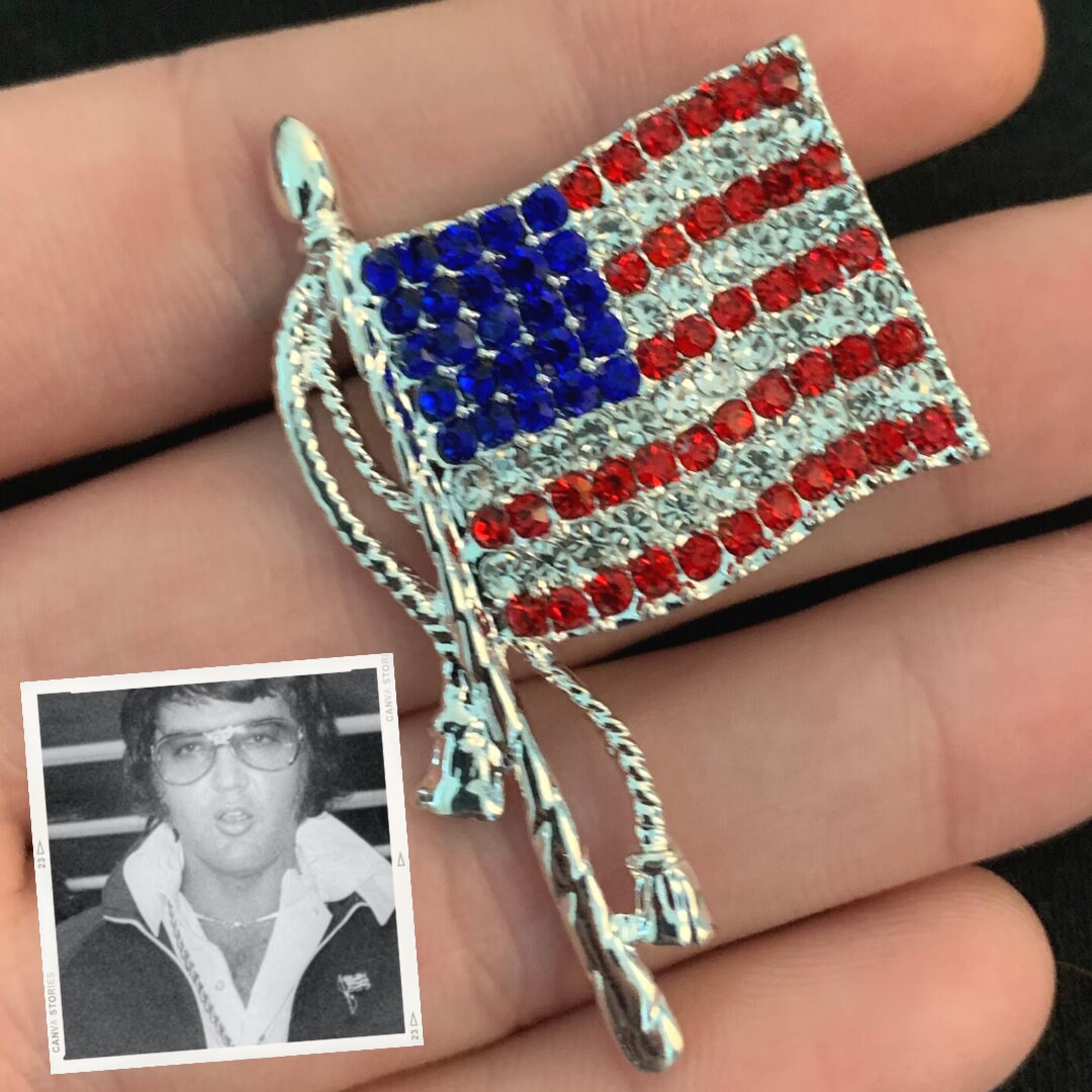 Elvis Presley Replica 1973 Large American Flag Rhinestone Pin - Etsy