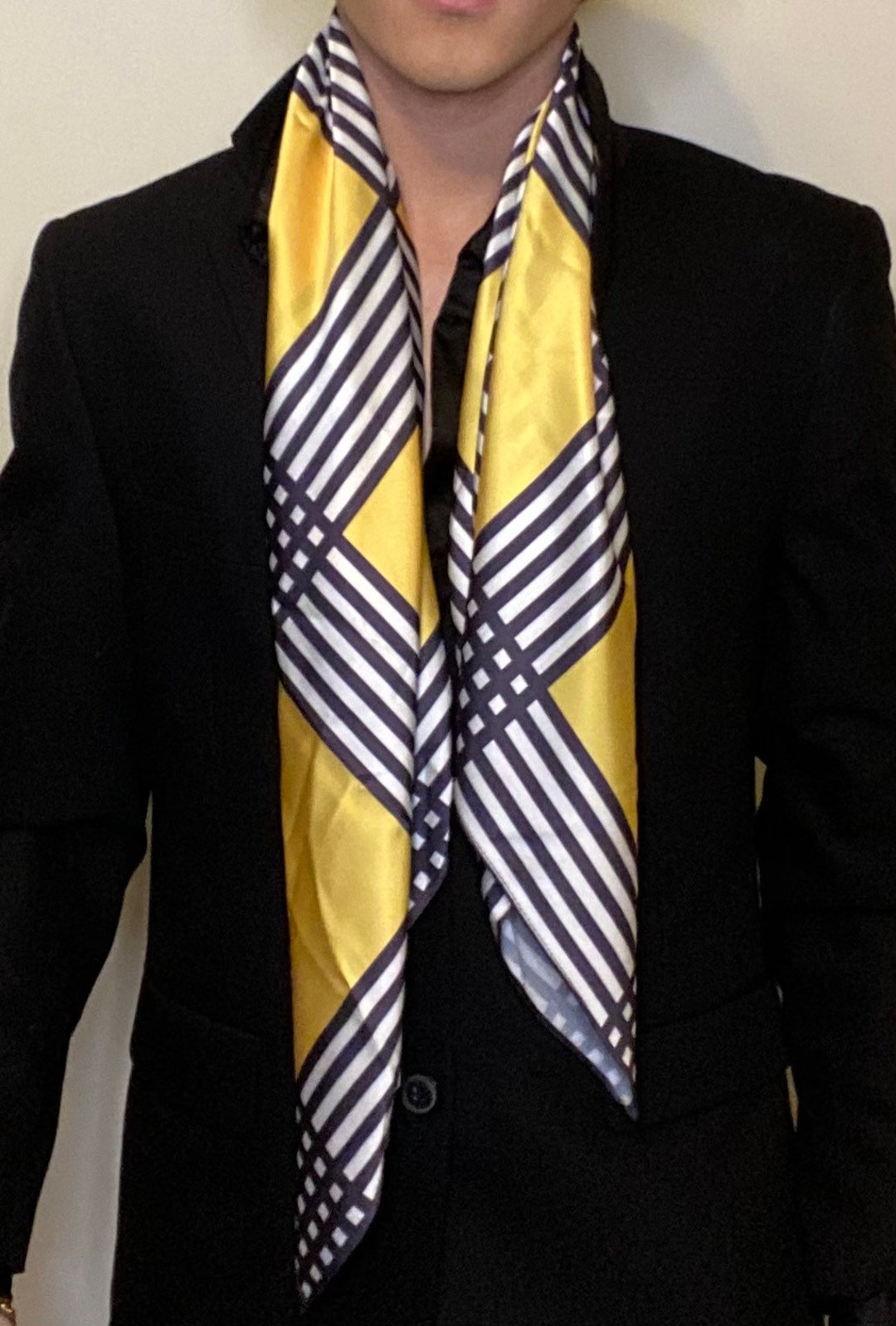 Elvis Presley Custom Printed Replica 1968 Yellow Stripe Square Scarf - Etsy
