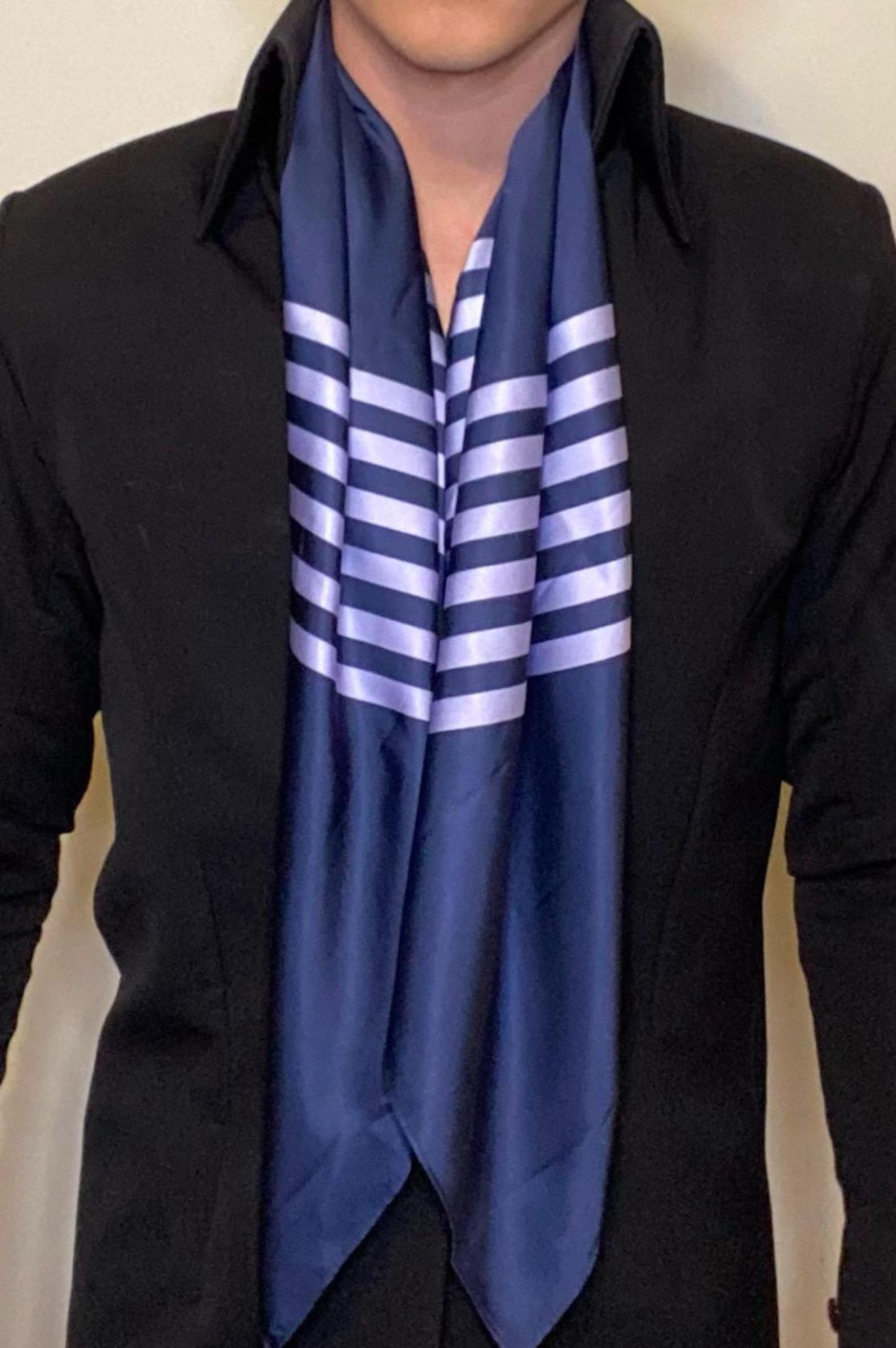 1969 Herringbone Cossack Navy Blue Square Scarf | Elvis Tribute Artist ...