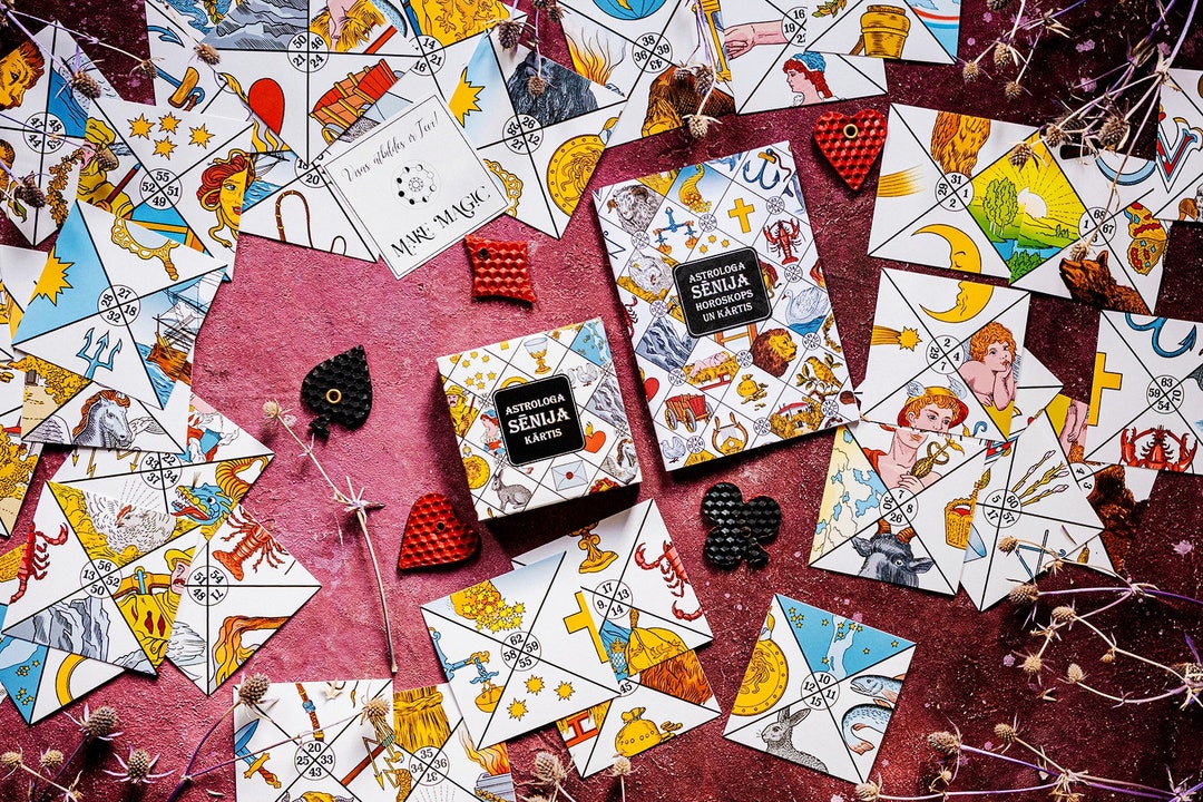 Latvian Oracle of Seni, Old divination cards with book in latvian ...