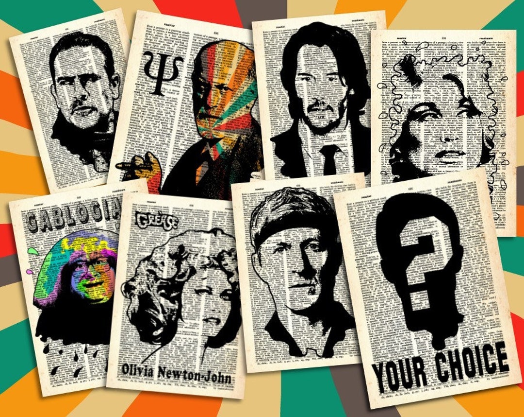 Celebrities Portrait Printed on Real Dictionary Page. Actresses, Actors ...