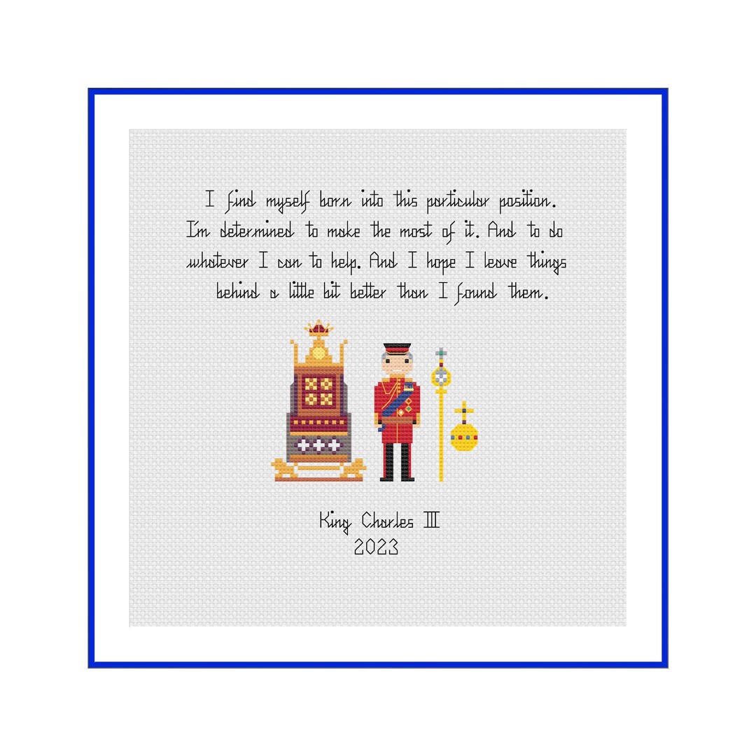 King Charles III, Cross Stitch Pattern, Kings Coronation, Royal Family ...