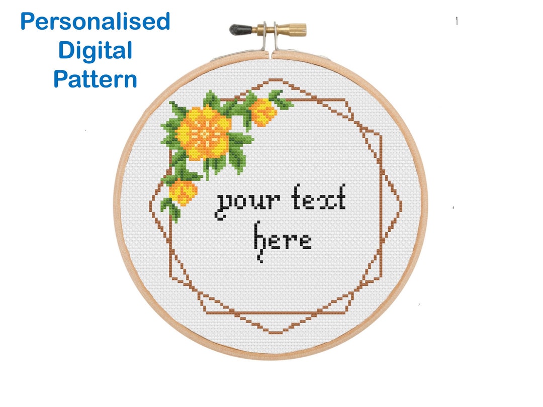 PDF Pattern: Personalised Cross Stitch Design With Custom Text. Floral ...