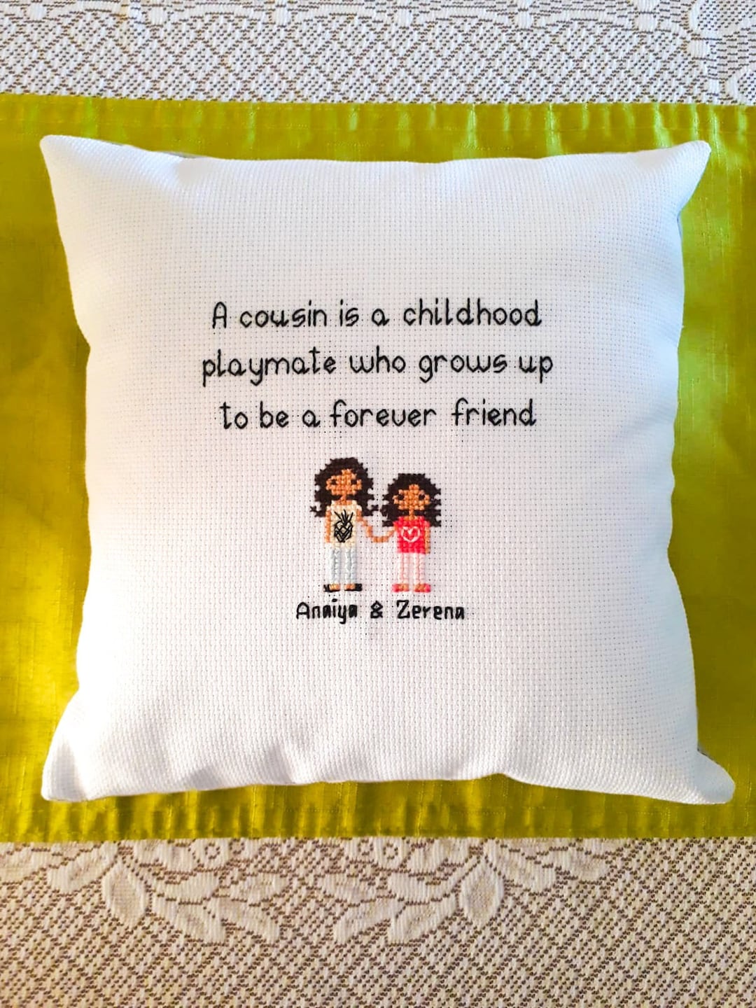 8 Pillow Full Characters Handmade Personalised Custom Cross Stitch ...