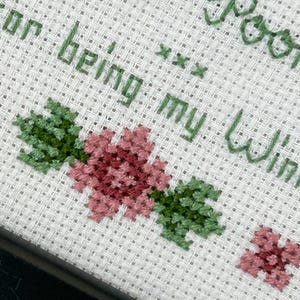 Personalized Cross Stitch Frame: Custom Floral Embroidery Keepsake - Etsy