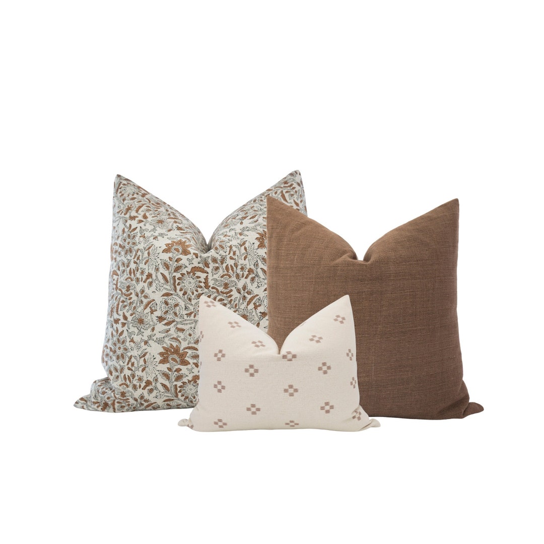 Warm Neutral Pillow Cover Combo Neutral Pillow Set Brown Pillow Cover ...