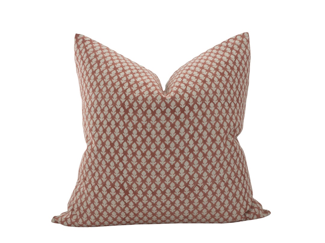 GABLE Rust Block Print Pillow Cover Designer Linen Floral - Etsy