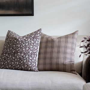 VENUS || Plum Floral Linen Pillow Cover Eggplant Pillow Cover Fall ...