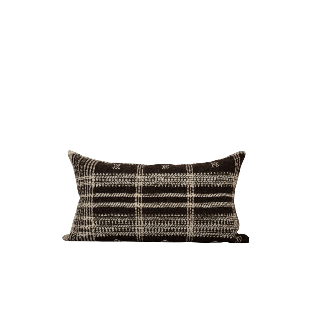 DUKE || 14x24 Dark Brown Wool Pillow Cover Indian Wool Pillow Chocolate ...