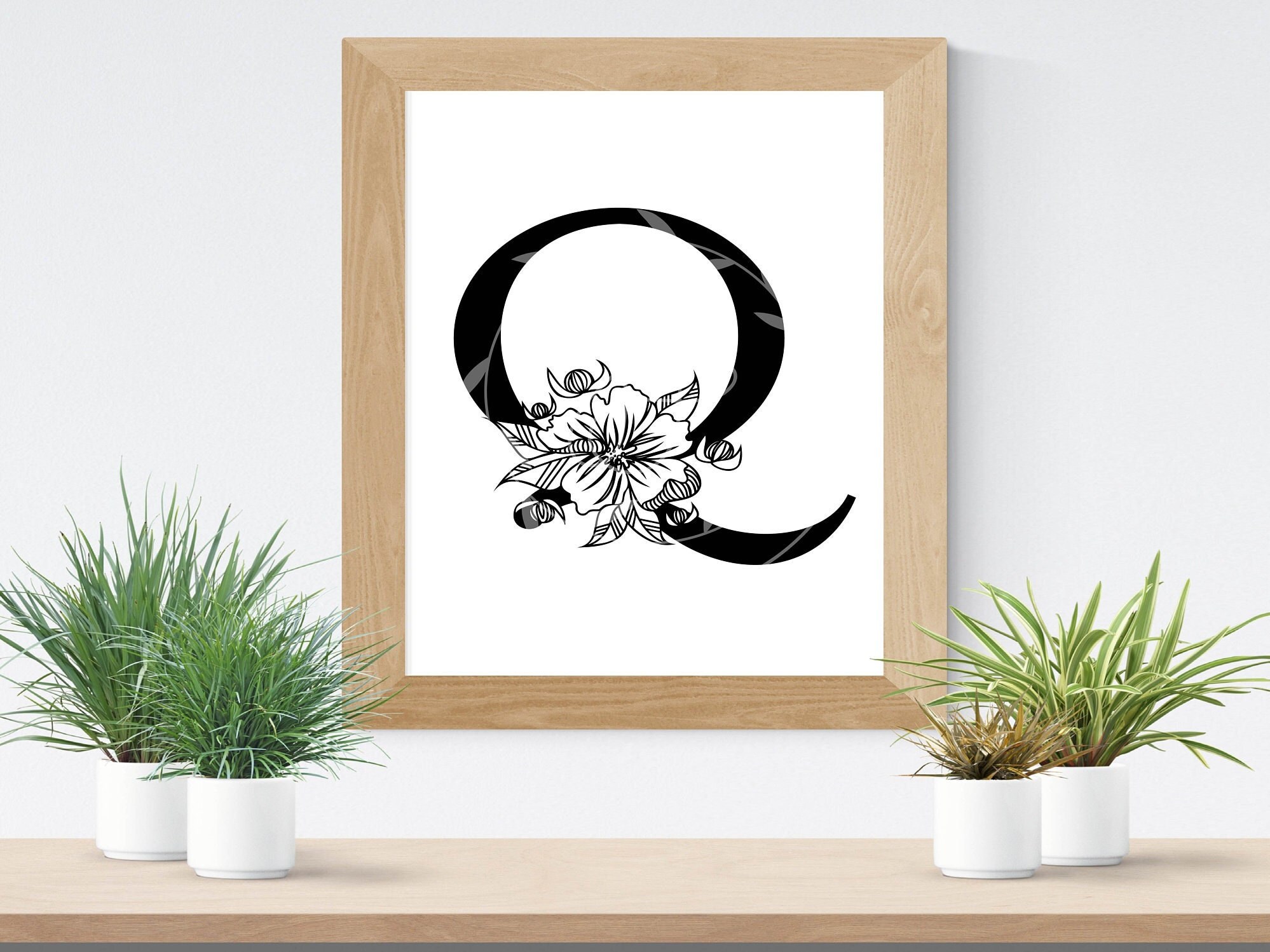 Floral Alphabet SVG, Botanical Letter SVG, Letter With Flowers, Flower ...