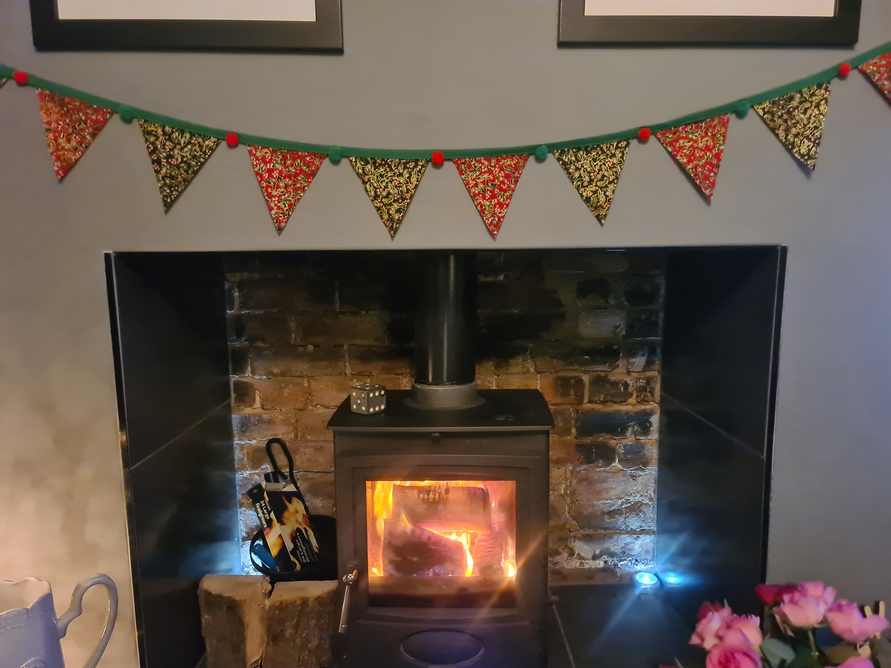 Classic Christmas Holly Print Bunting. One of a Kind! - Etsy