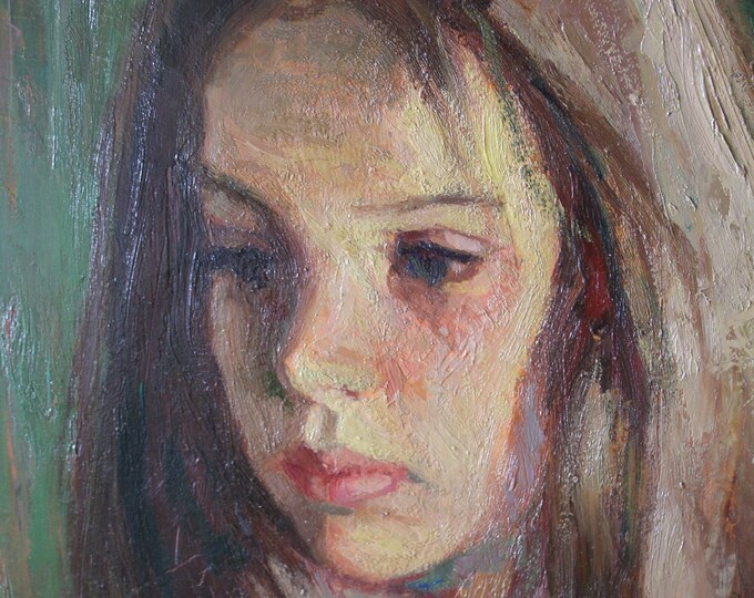 Vintage Oil Portrait Painting of a Woman, Female Post-impressionist Oil ...