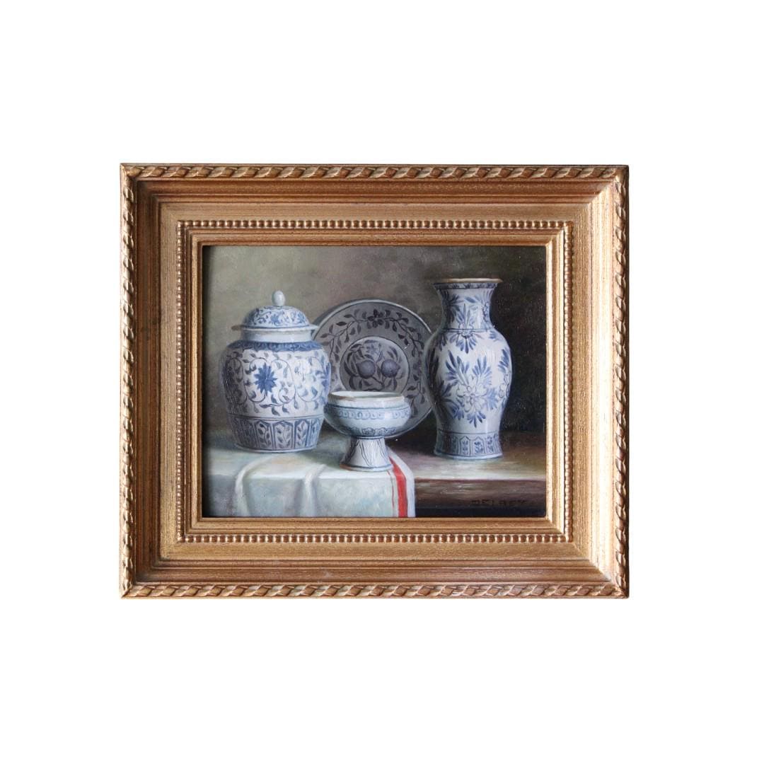Vintage Impressionist Still Life Oil Painting of Dutch Pottery, Delft ...