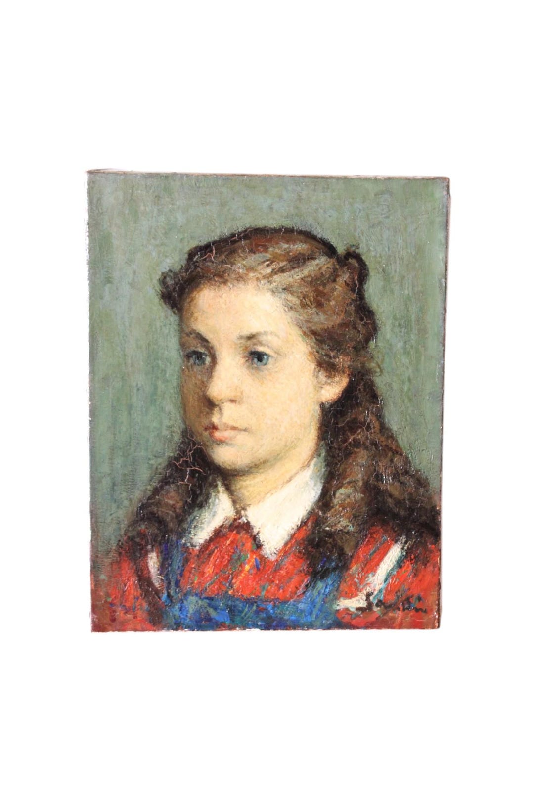 Vintage Oil Portrait Painting of a Woman, Young Woman, Female Post ...