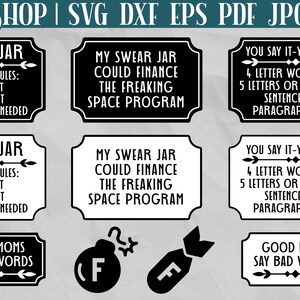 18 Swear Jar SVG Bundle - Cricut Labels for Jars | Funny Swear Jar ...