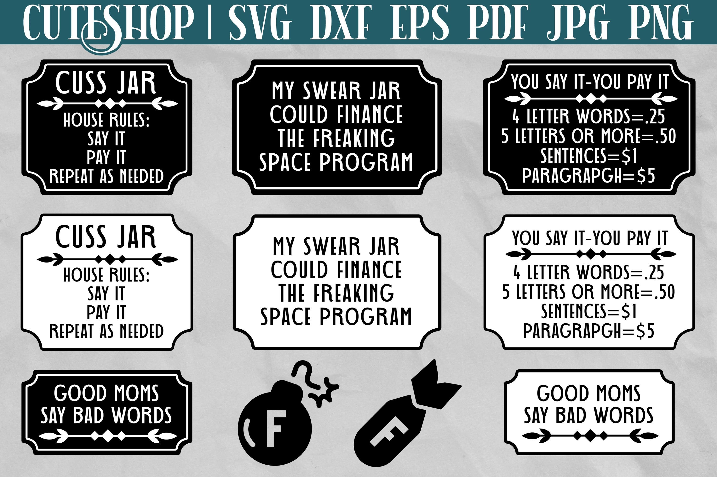 18 Swear Jar SVG Bundle - Cricut Labels for Jars | Funny Swear Jar ...