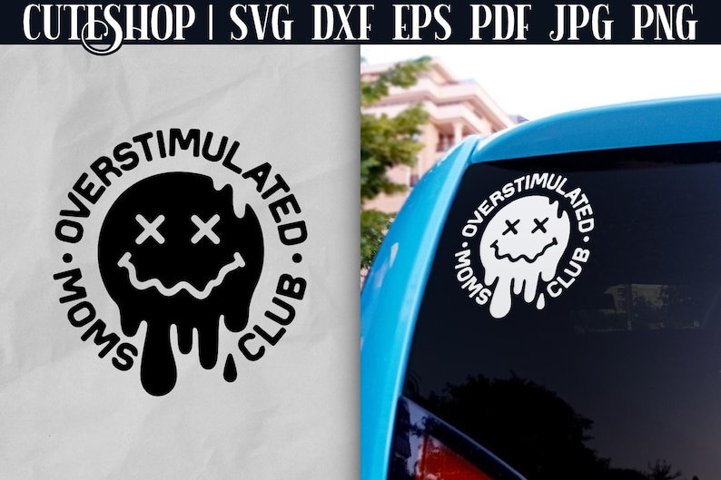 Overstimulated Moms Club - Mom Car Decal SVG | Funny Car Decals for ...