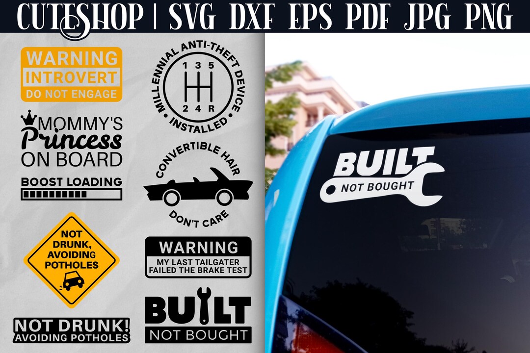 Funny Car Decals SVG Bundle – 17 Funny Car Stickers | Cricut ...