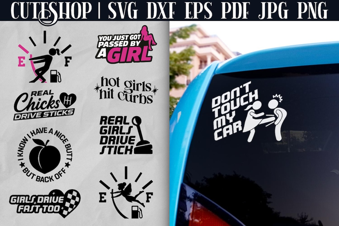 10 Girl Car Decals SVG Bundle - Funny Car Decals SVG | Funny Car ...