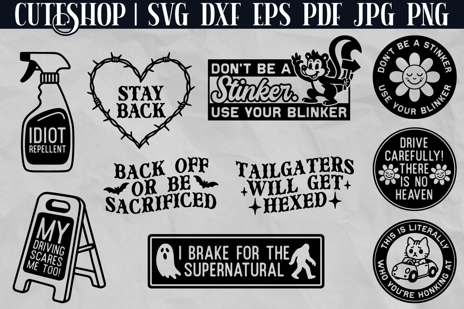 10 Funny Car Decals SVG Bundle - Funny Car Stickers | Bumper Sticker ...