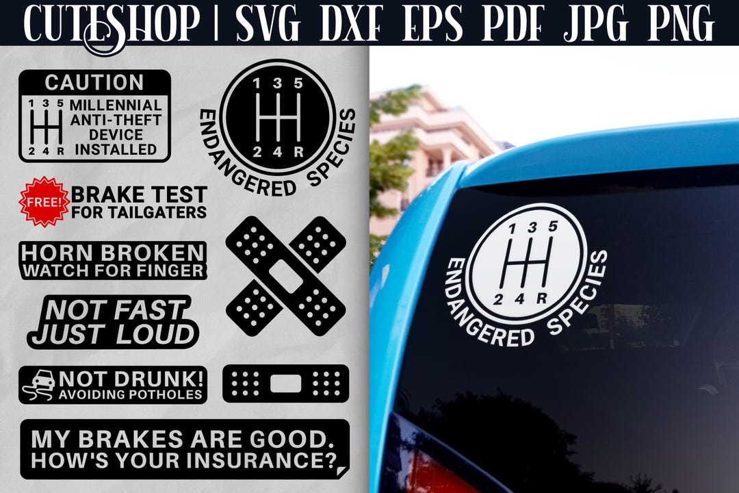 Funny Car Decals SVG Bundle – 12 Funny Car Stickers | Cricut ...