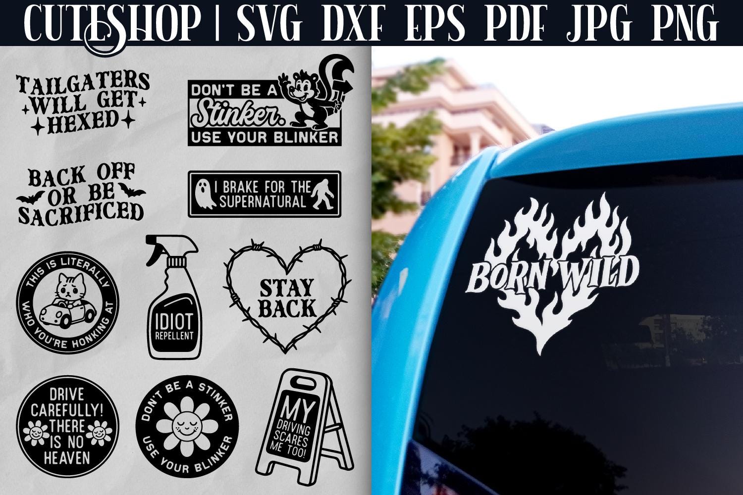 10 Funny Car Decals SVG Bundle - Funny Car Stickers | Bumper Sticker ...