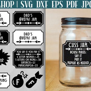 18 Swear Jar SVG Bundle - Cricut Labels for Jars | Funny Swear Jar ...