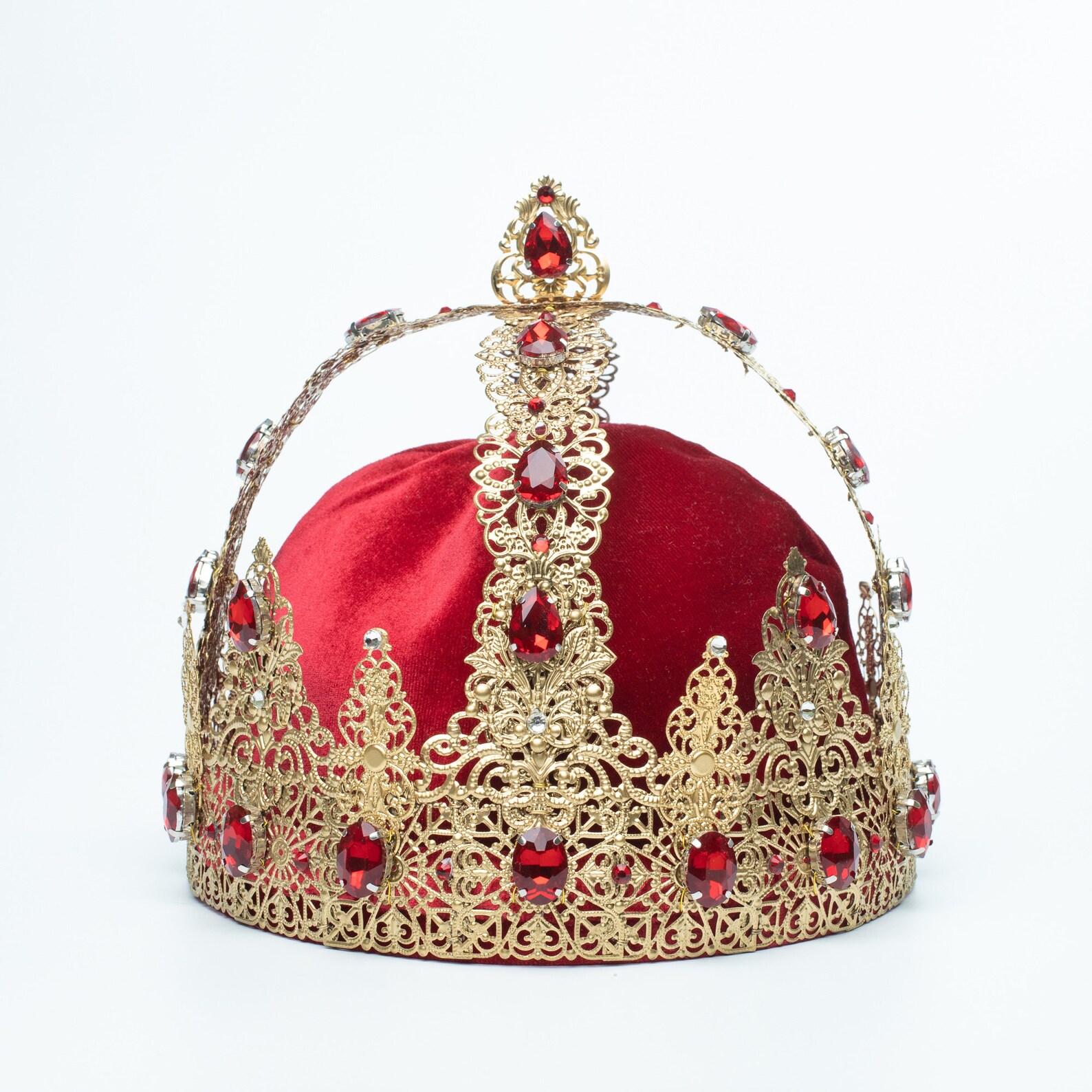 Red Gold Mens Crown Wedding Crown Red Crystal Crown Baroque - Etsy